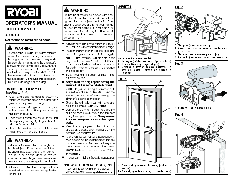 Ryobi Wood Door Trimmer A99Dt01 Videos at Alan Fortune blog